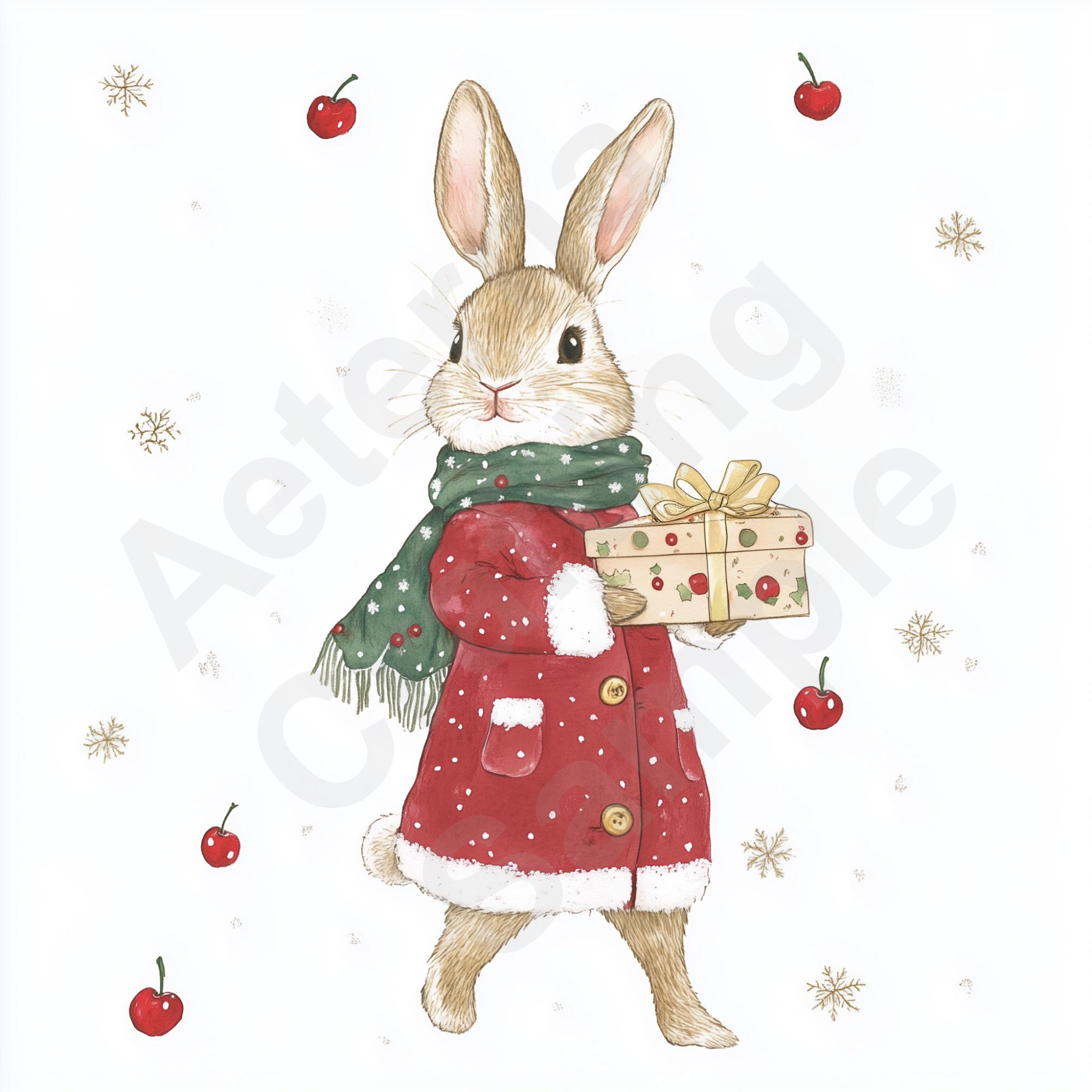 Christmas Bunny Clipart Set – 11 Festive Watercolor Illustrations ...