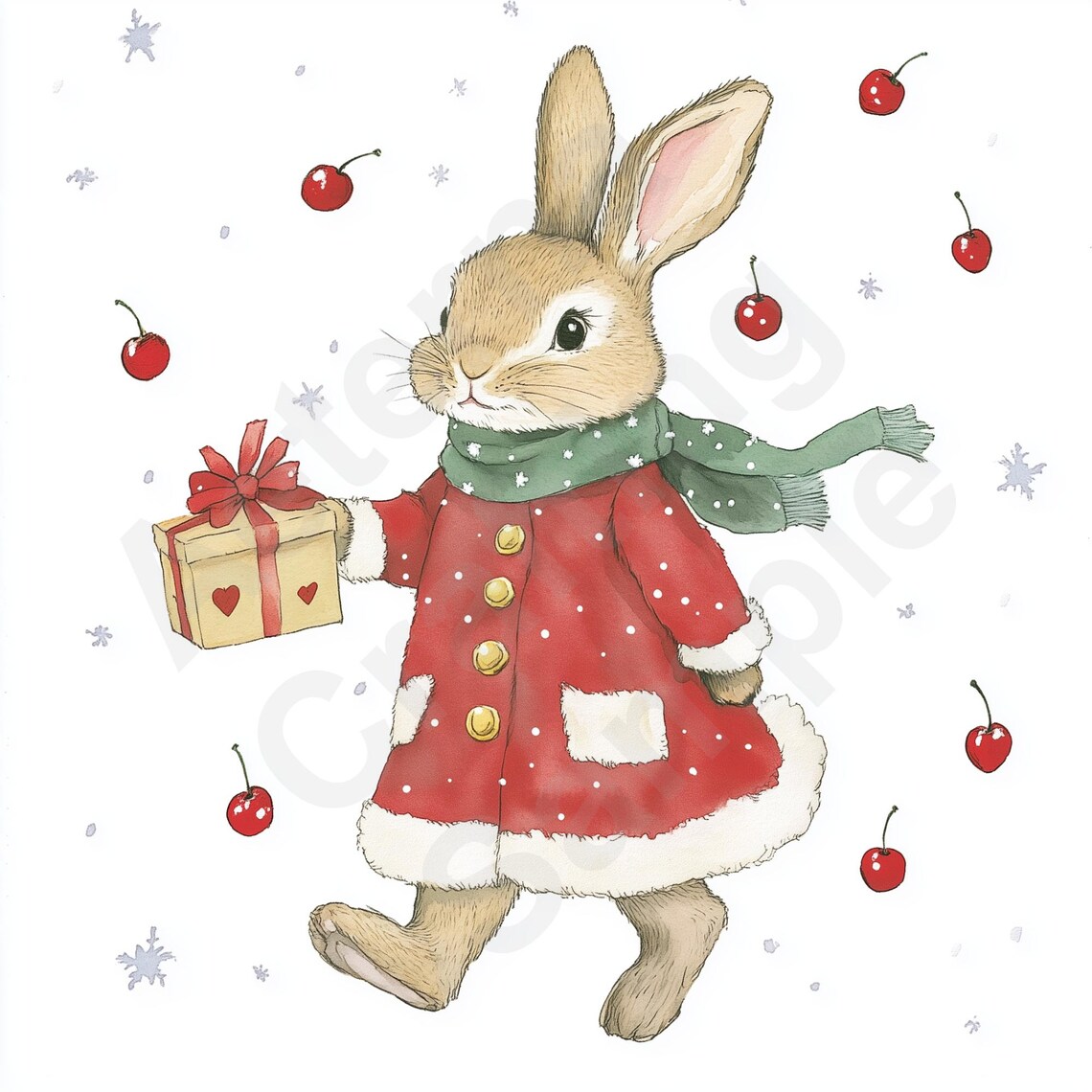 Christmas Bunny Clipart Set – 11 Festive Watercolor Illustrations ...