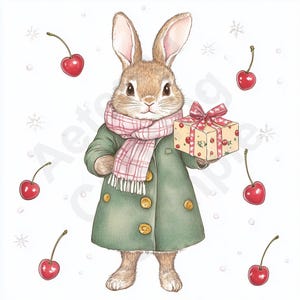 Christmas Bunny Clipart Set – 11 Festive Watercolor Illustrations ...