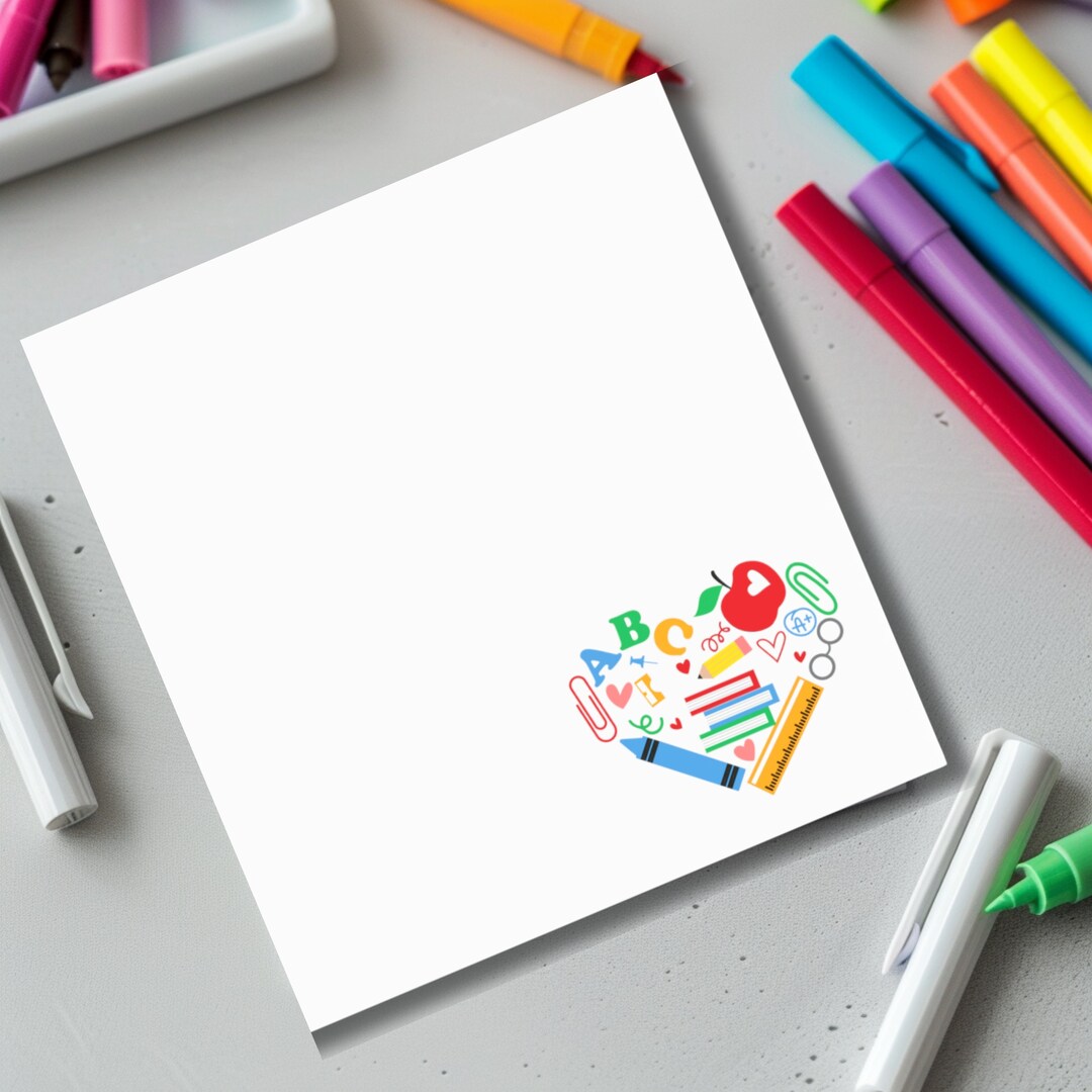 School Supplies Heart Monogram, Custom Sticky Notes, Custom Teachers ...