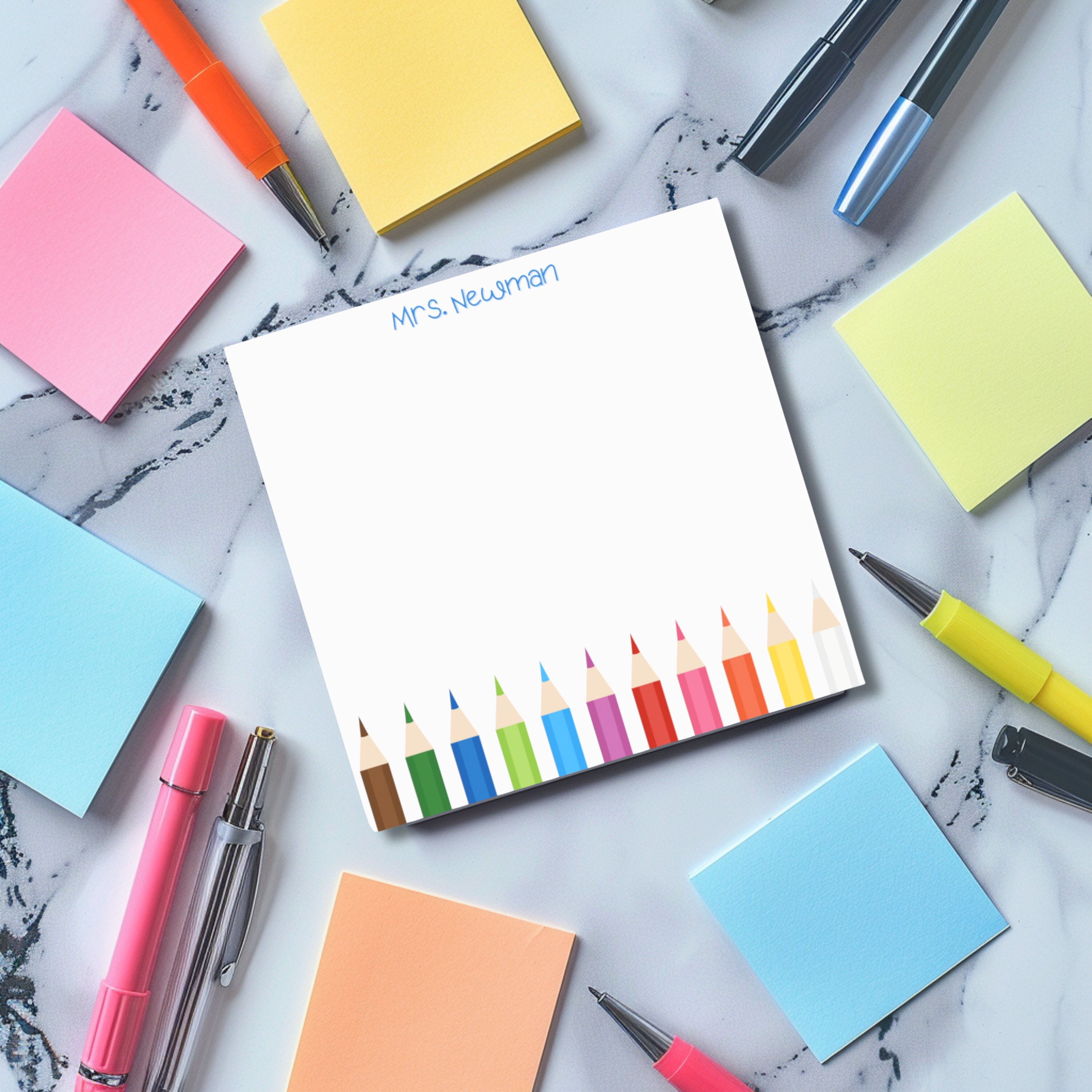 Custom Name Colorful Pencil Sticky Notes Post-it® Note Pads, Customized ...