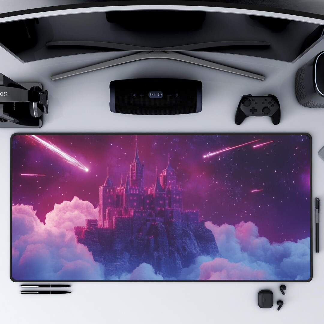 Enchanted Castle Floating Above Clouds Gaming Mouse Pad, Desk Mat ...
