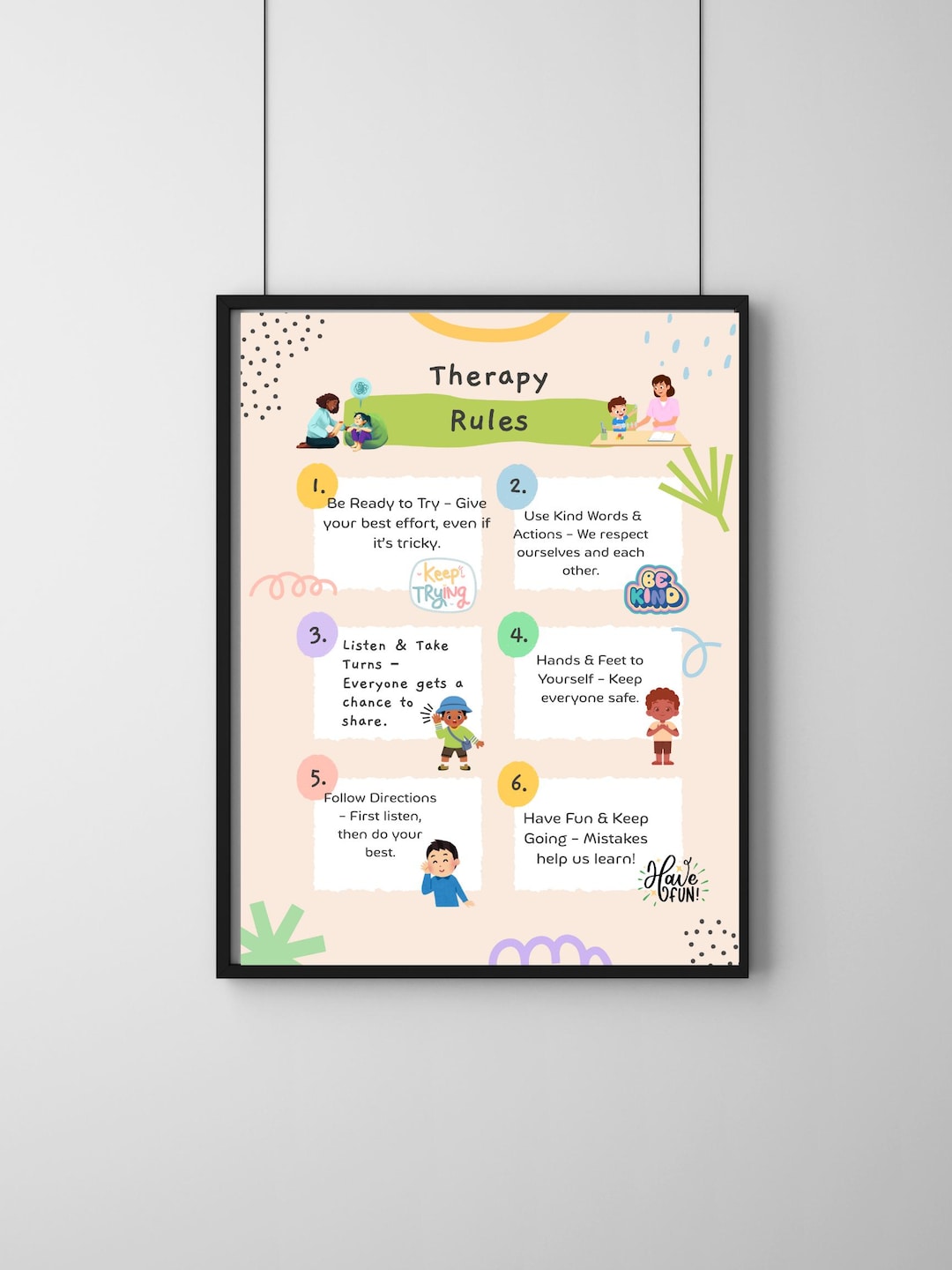 Editable Therapy Rules Poster: OT, PT, SLP Room Decor (digital Download ...