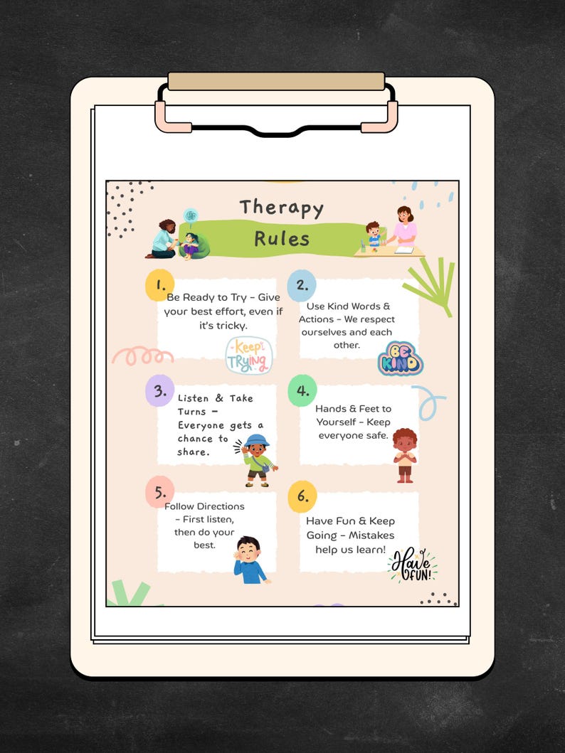 Editable Therapy Rules Poster: OT, PT, SLP Room Decor (digital Download ...