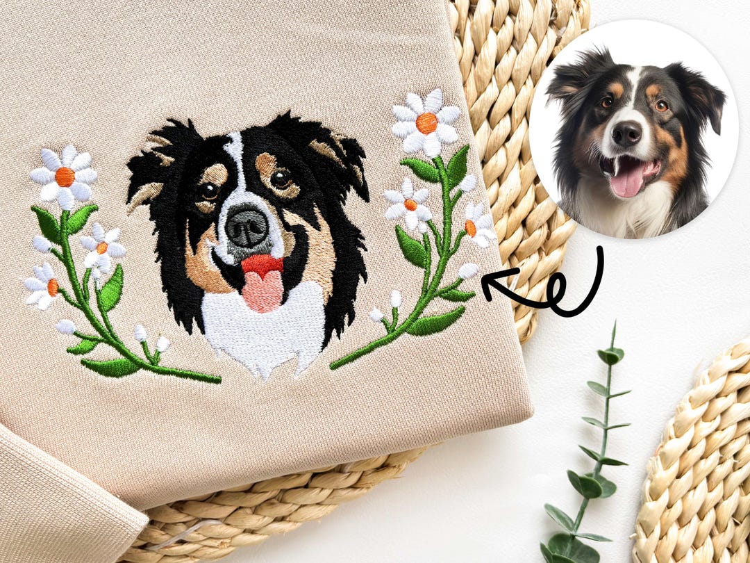 Custom Dog Face Embroidered Sweatshirt,personalized Pet Face and Pet ...