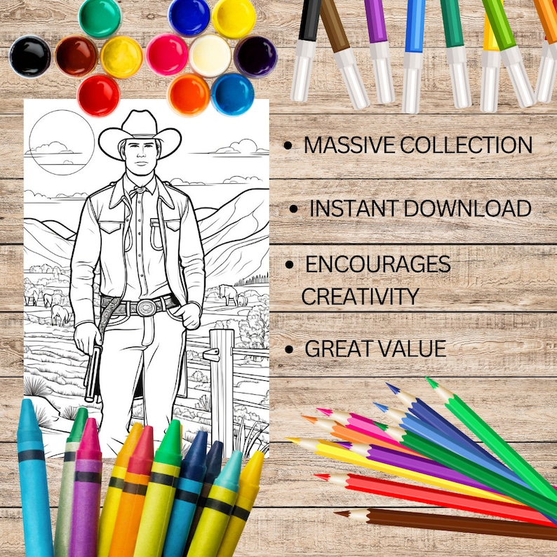 Western Scenes Coloring Pages Printable Cowboy & Wild West Coloring ...