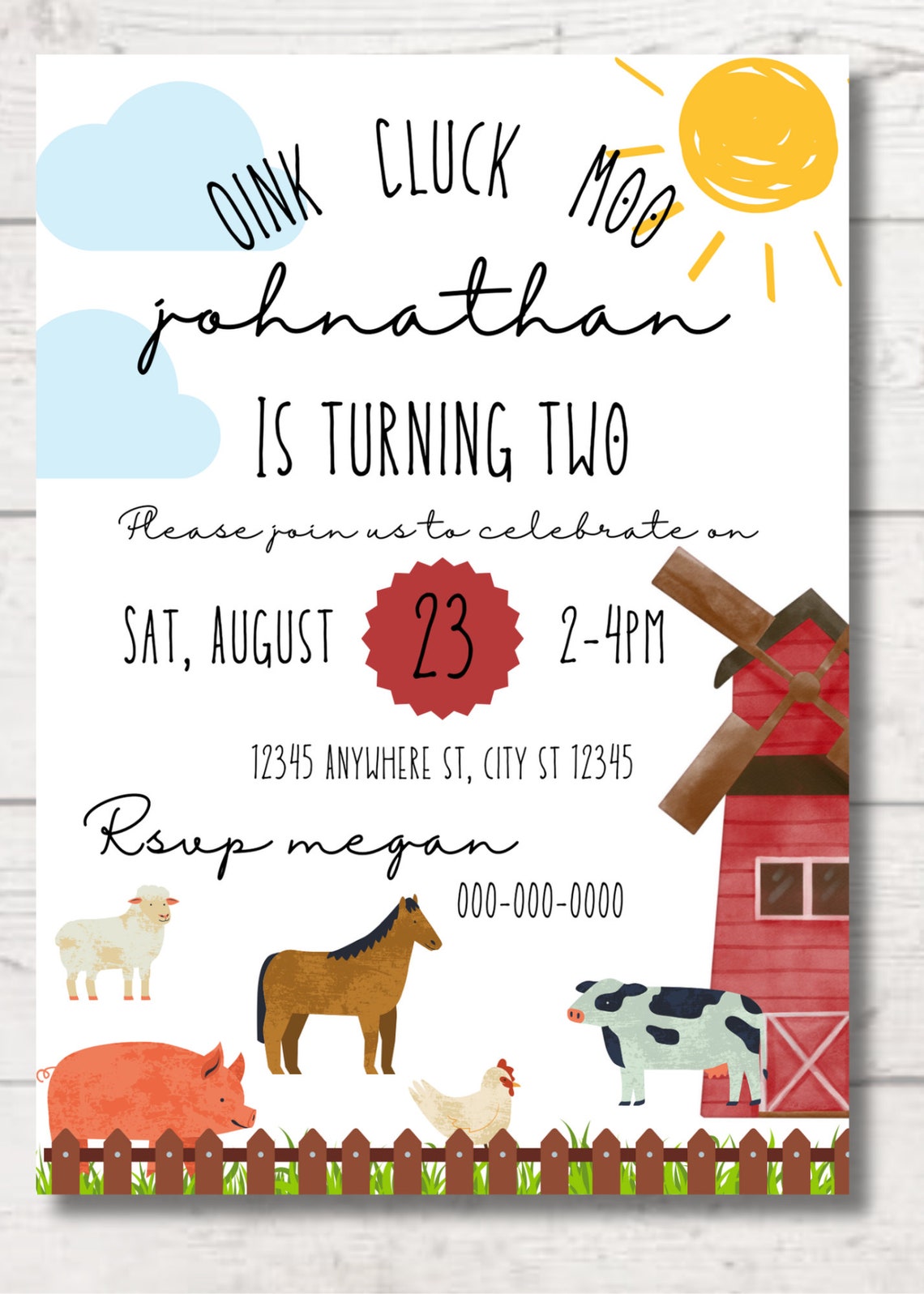 Fully EDITABLE 1st Birthday Digital Template Instant Download Oink ...