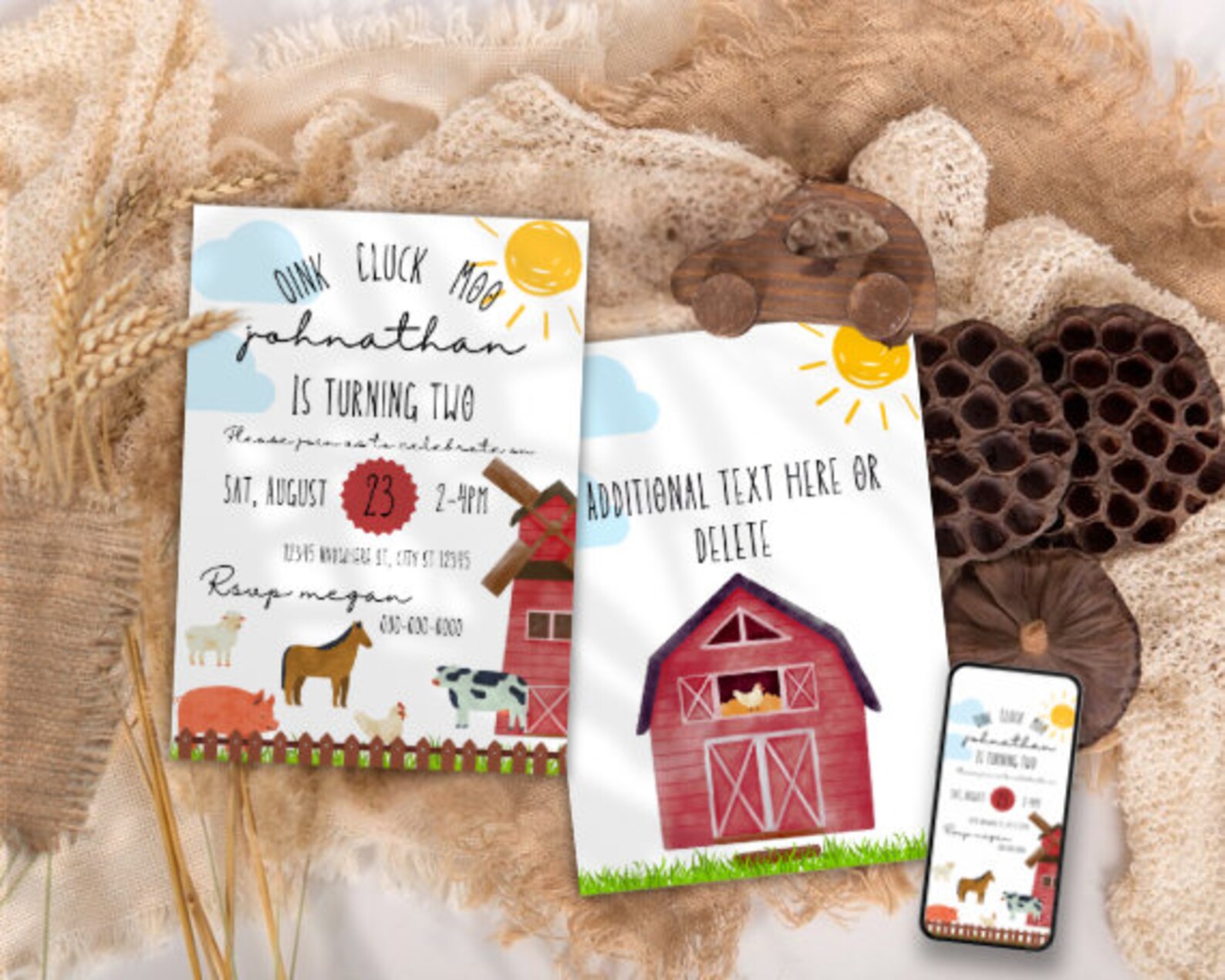 Fully EDITABLE 1st Birthday Digital Template Instant Download Oink ...