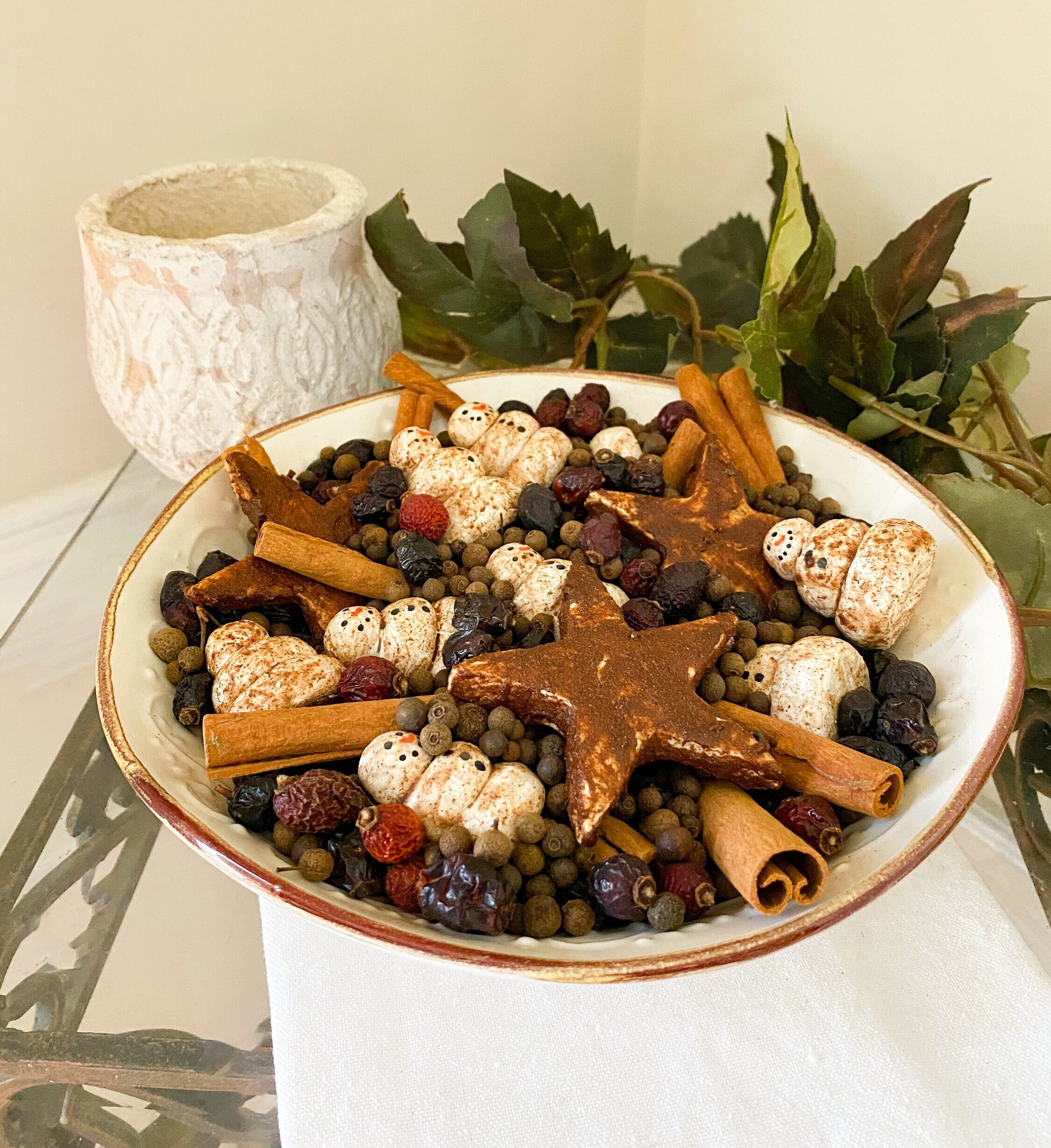 Snowman Potpourri | Mini Snowmen, Spices, Rosehips, Clay Stars ...