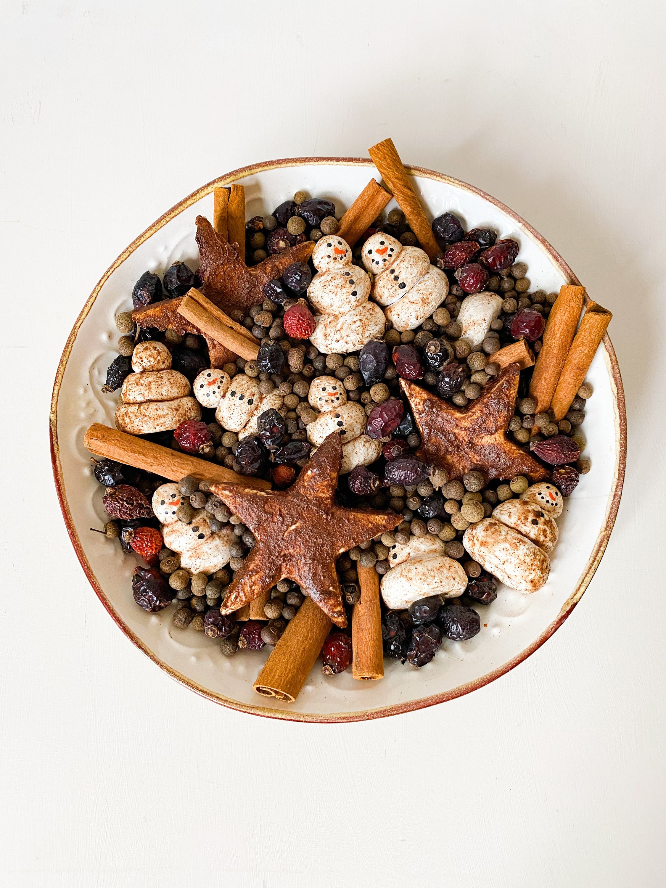 Snowman Potpourri | Mini Snowmen, Spices, Rosehips, Clay Stars ...