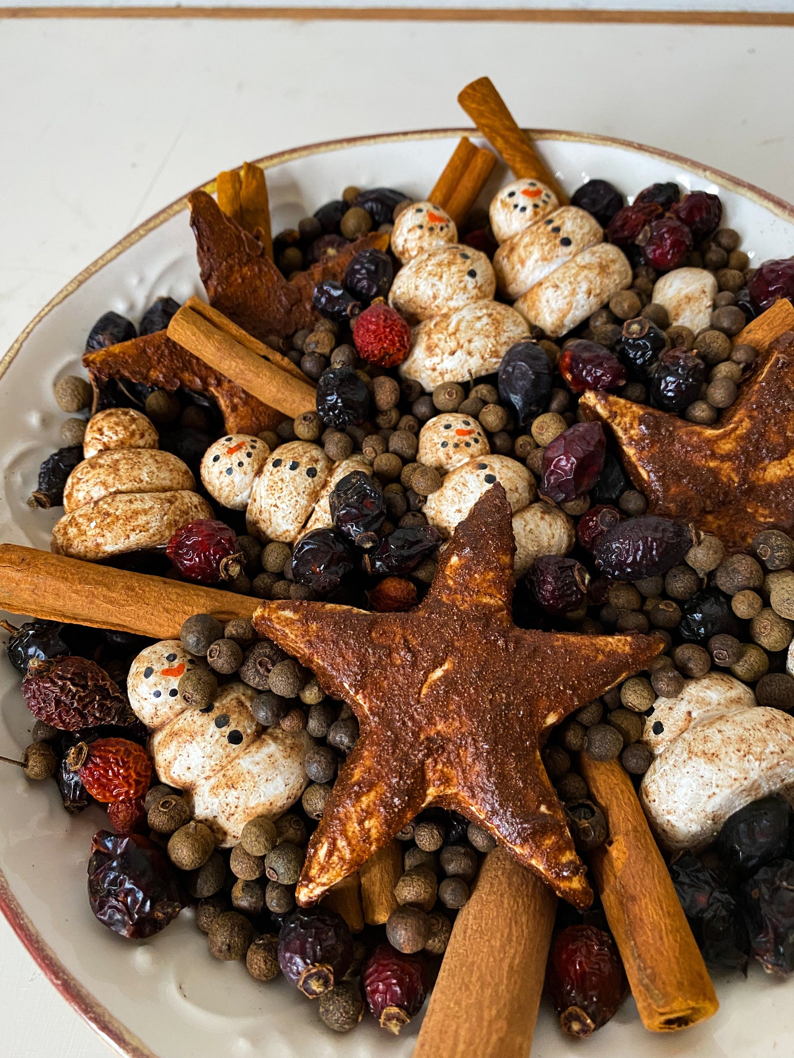 Snowman Potpourri | Mini Snowmen, Spices, Rosehips, Clay Stars ...
