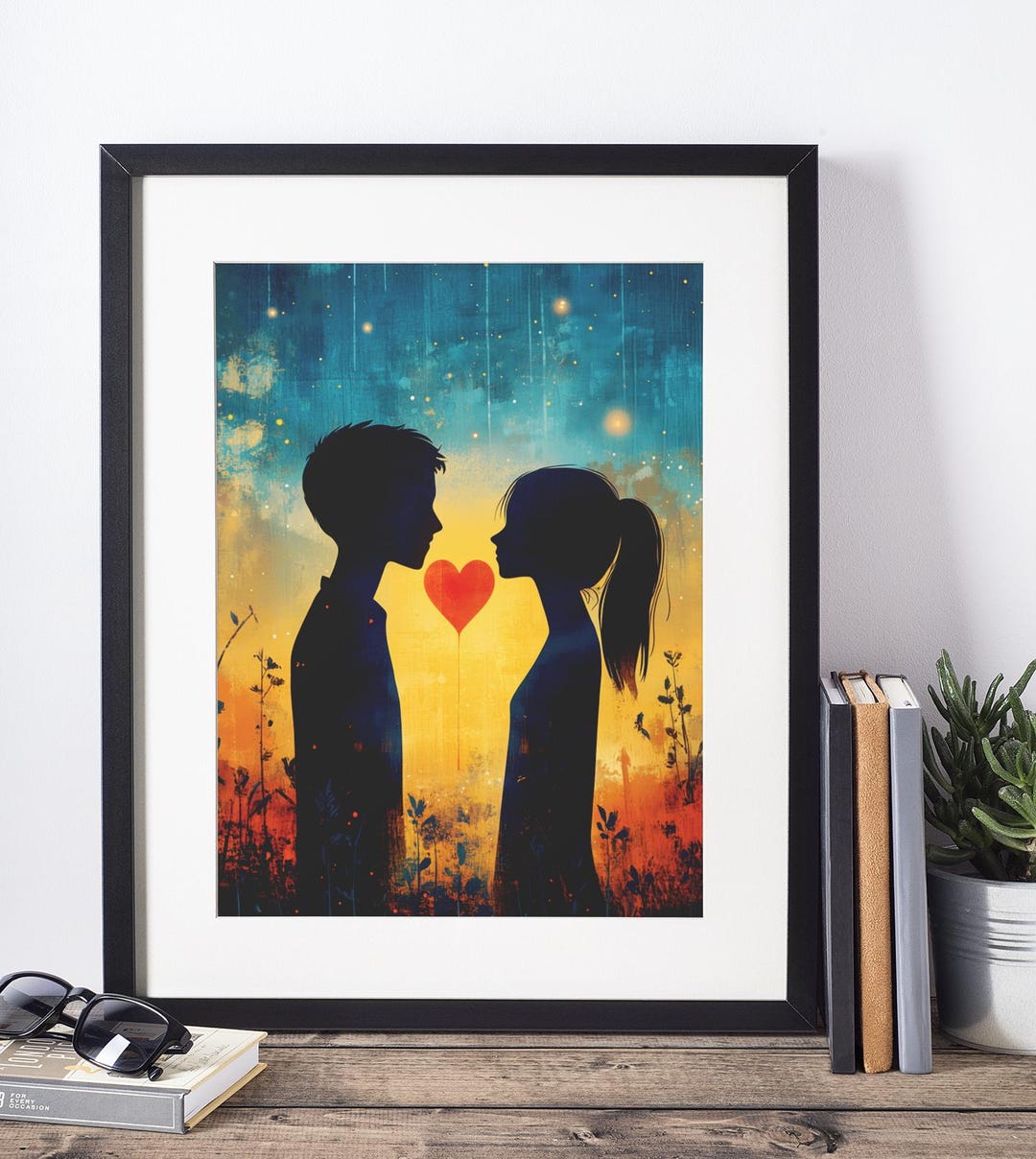 Romantic Couple Silhouette Poster – Matte Valentine’s Wall Art With ...