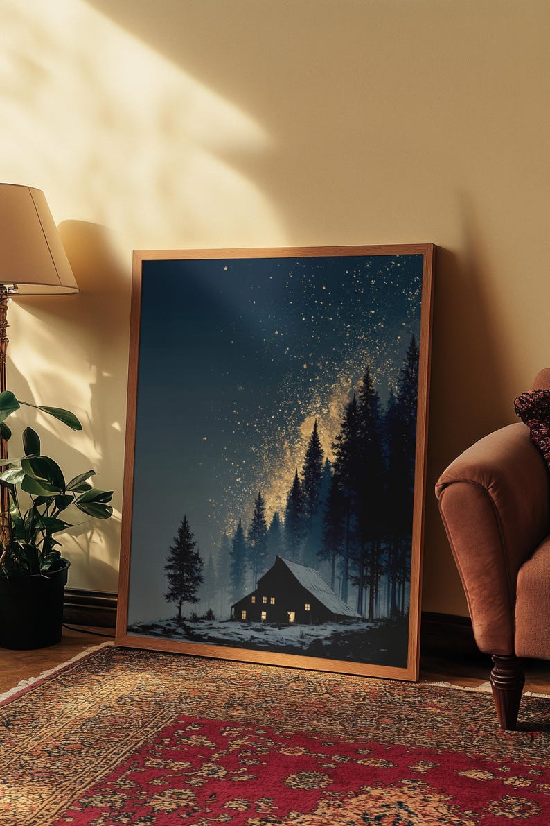Rustic Barn Winter Silhouette Print – Minimalist Farmhouse Wall Art ...