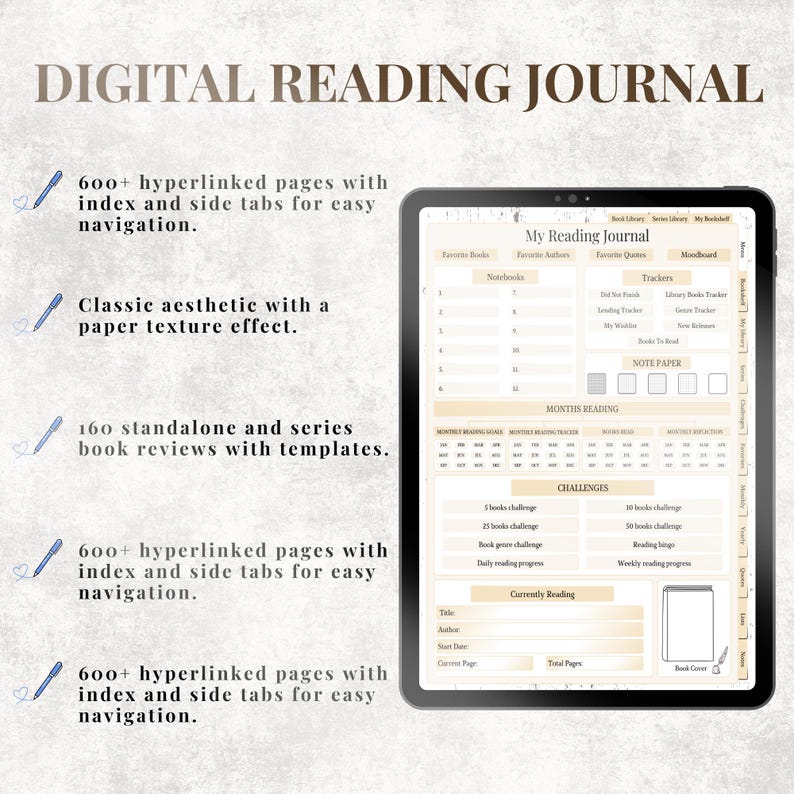 Digital Reading Journal, Digital Reading Planner, Goodnotes, Notability ...