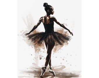 Black Ballerina Art African American Pink Ballet Dancer Poster Black ...