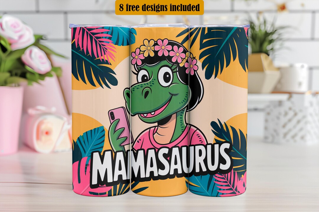 Mamasaurus PNG, Mother Dinosaur Funny Cute Design, 20 Oz Skinny Tumbler ...