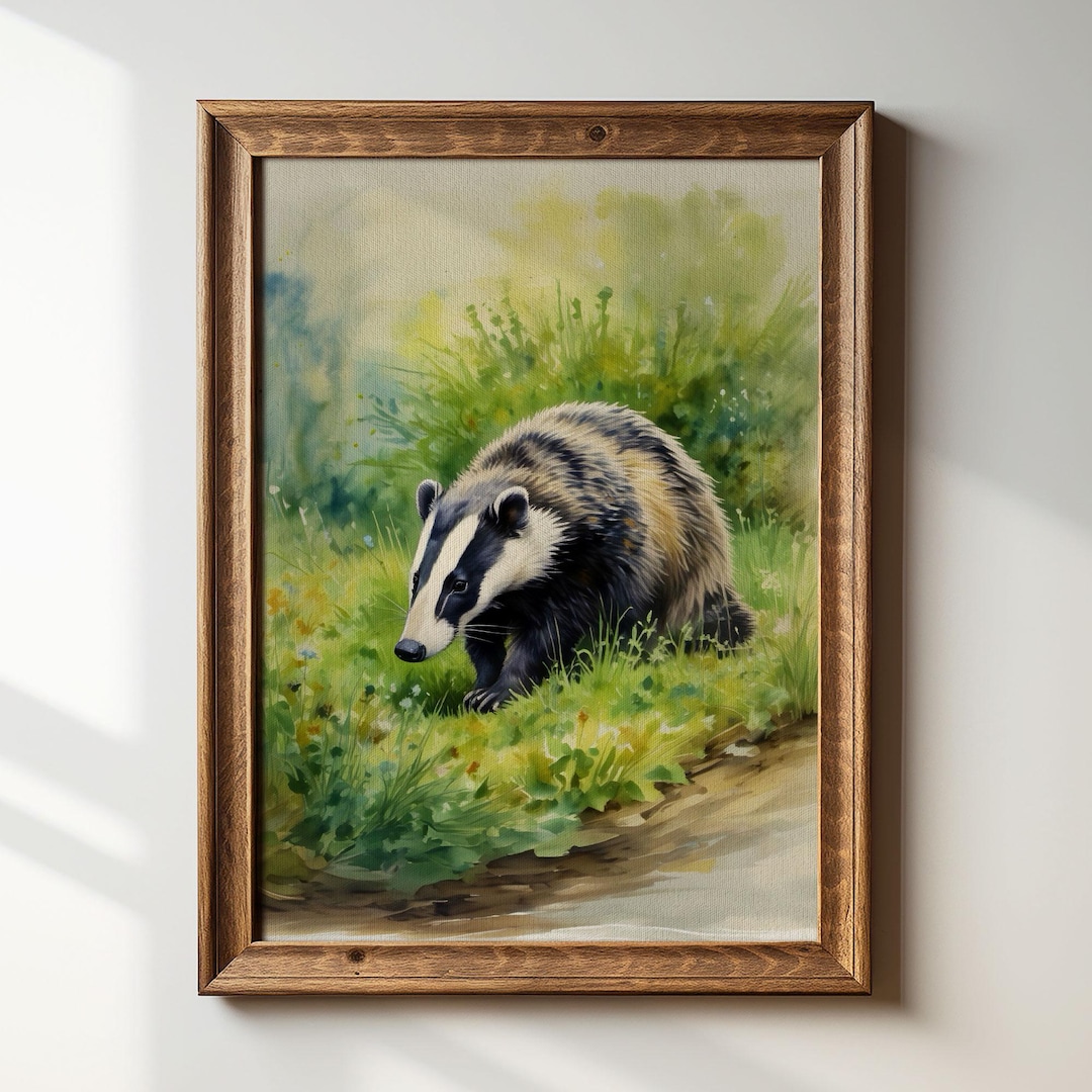 European Badger DIGITAL Painting, Wildlife Wall Art, Nature Inspired ...