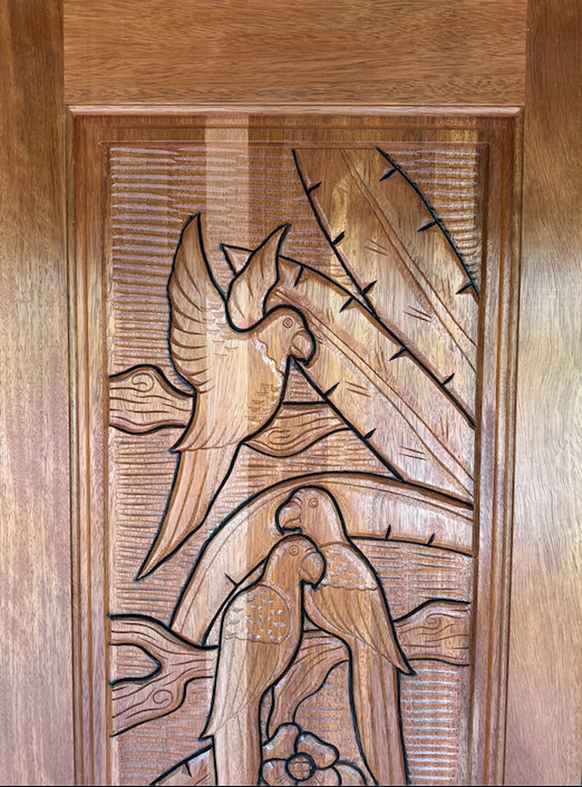 Hand-carved Brazilian Mahogany Entryway Doors Parrot papagallo Door - Etsy