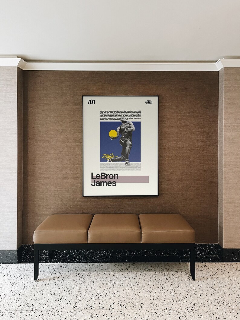 Lebron James, Vintage NBA Poster, Basketball, Minimal, Modern Retro ...