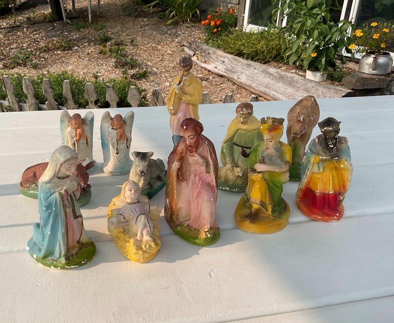 Vintage Chalkware Nativity Set 1940s/1950s. 12 Pieces. - Etsy