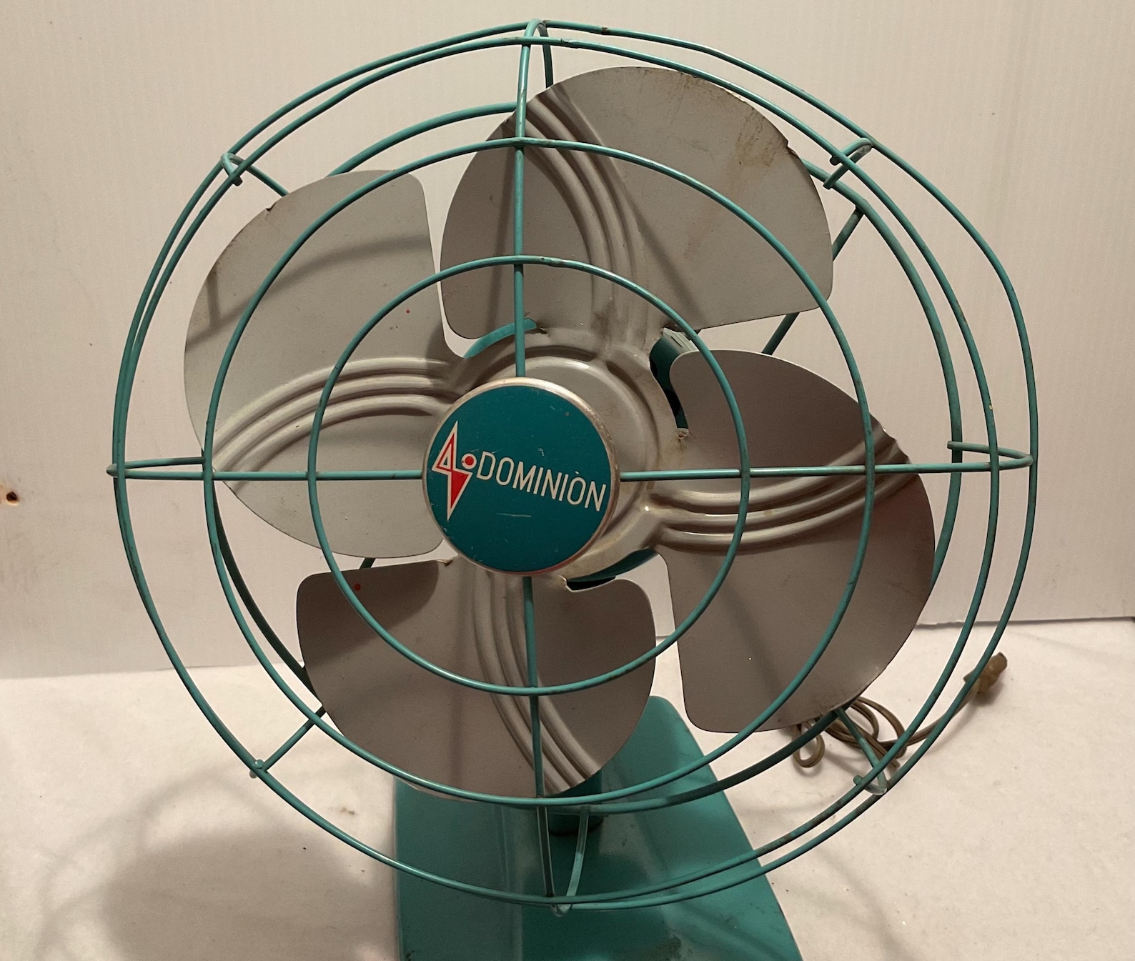 Mid Century Electric Fan, Aqua Blue, Dominion Fan, Art Deco Fan, Needs ...