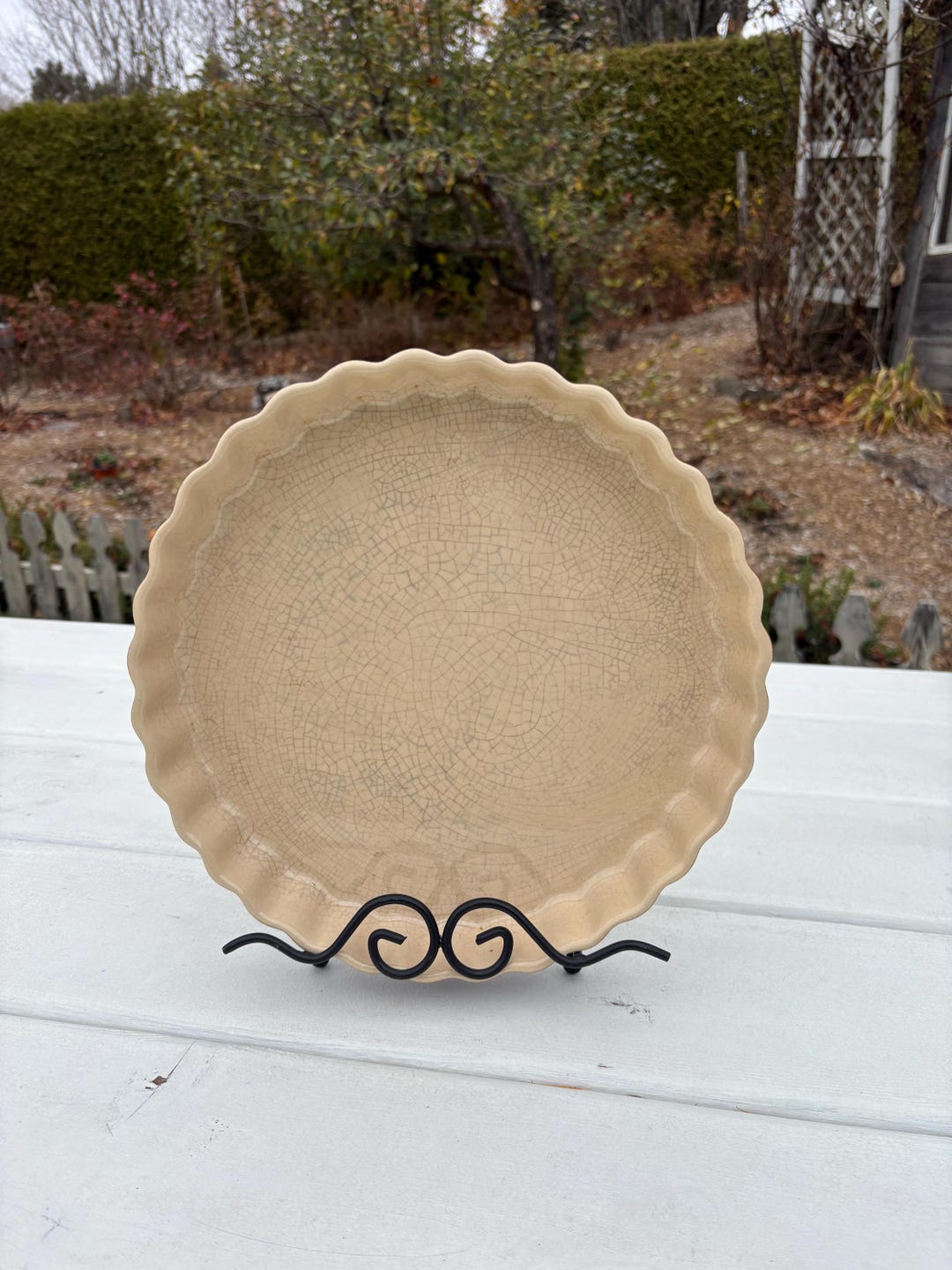Vintage Marron Stoneware Pie Dish: Retro Crimped Tart Pan. - Etsy