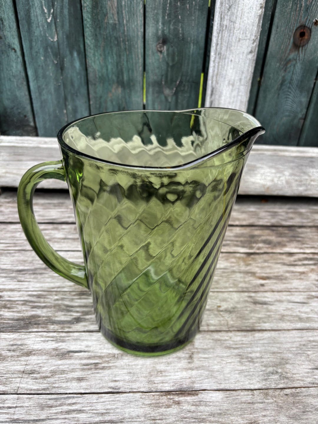 Vintage Green Hazel Atlas Optic Swirl Pitcher. - Etsy