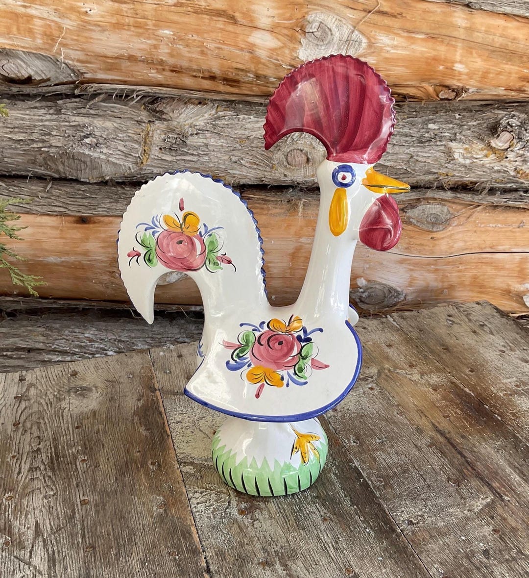 Lucky Portuguese Rooster, Vintage Hand Painted Rooster From Portugal ...