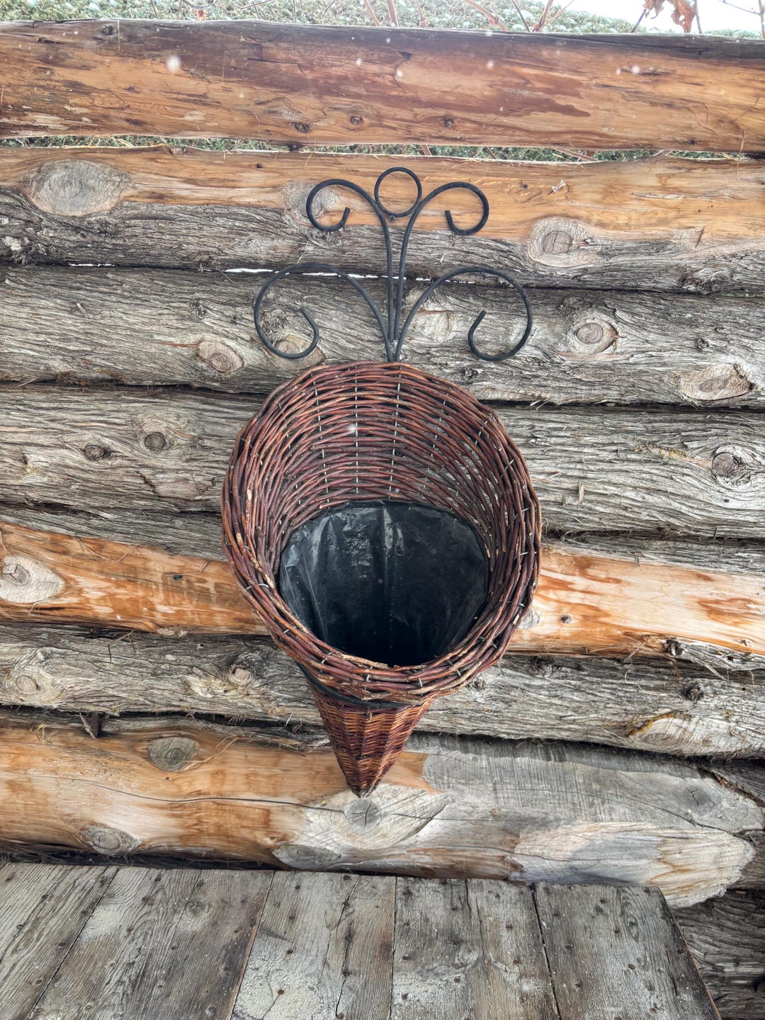 Vintage WICKER CORNUCOPIA BASKET Horn of Plenty Decoration Rattan Woven ...