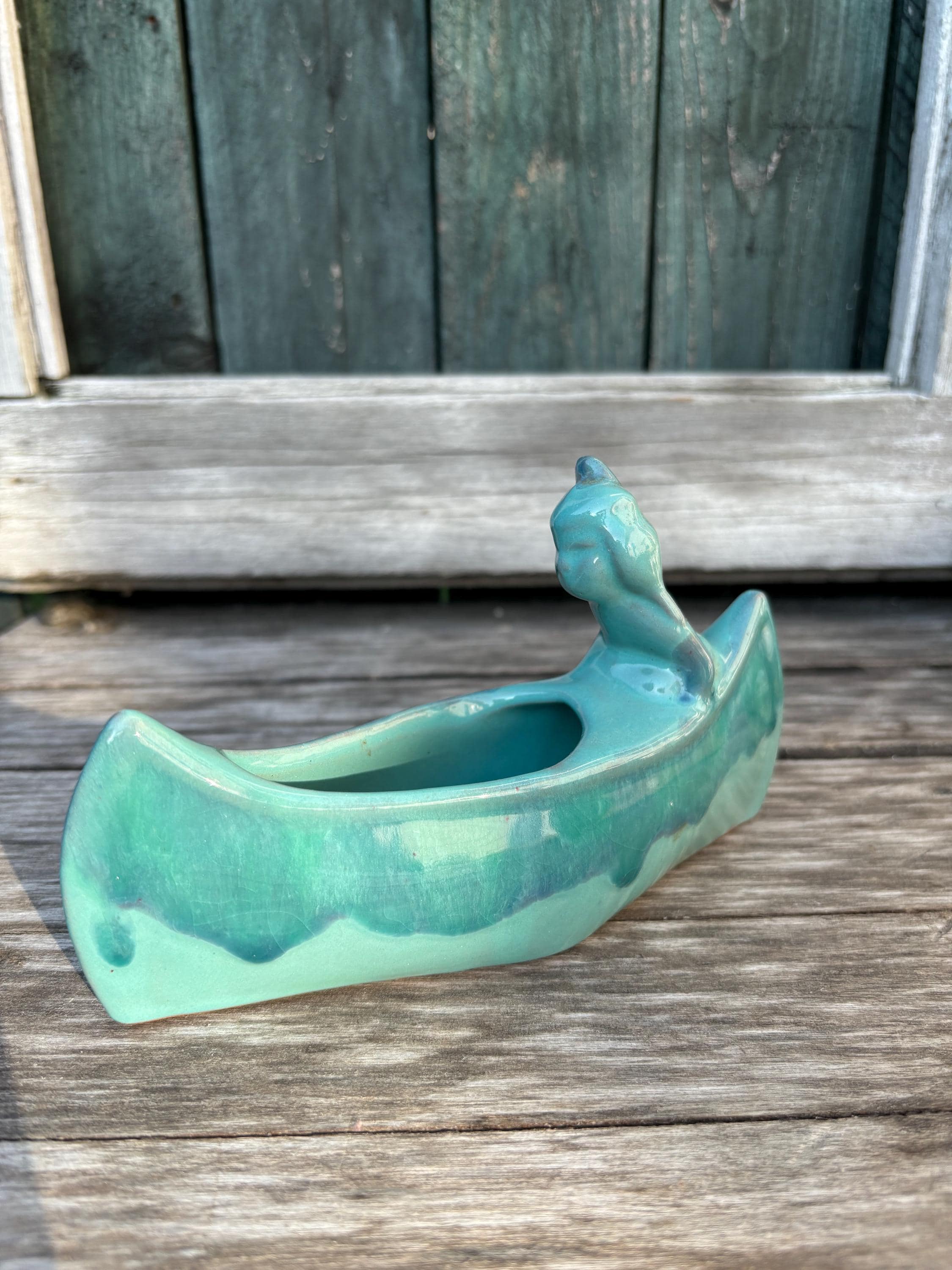 Vintage Mcmaster Canoe Planter Native Art Pottery With Native Girl ...