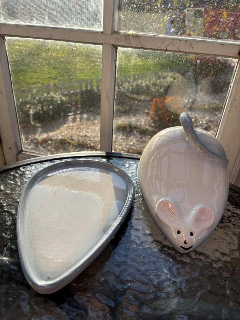 GIANT WHITE MOUSE Antique Mid Century Cheese Bowl, Ceramic Bowl and ...
