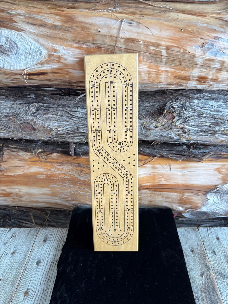 Vintage Wooden Cribbage Board Game With Markers & Score Kepper. Made in ...