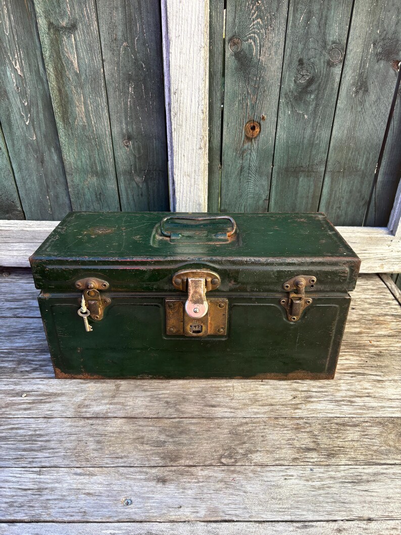 Vintage Dark Green Metal Toolbox. Come With the Key, but the Lock is ...