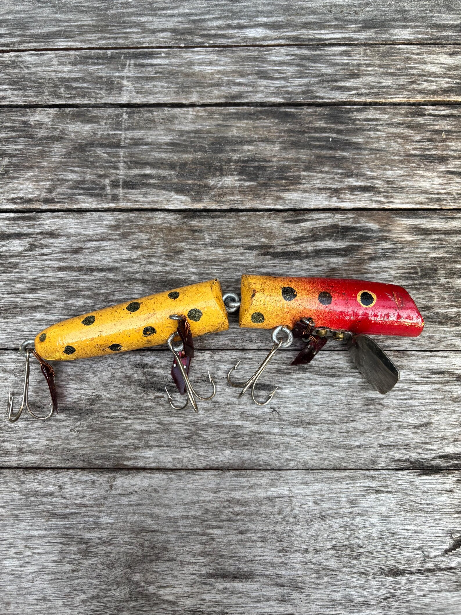 Large Vintage Fishing Lures - Set of Three Wooden Lures - Nautical ...