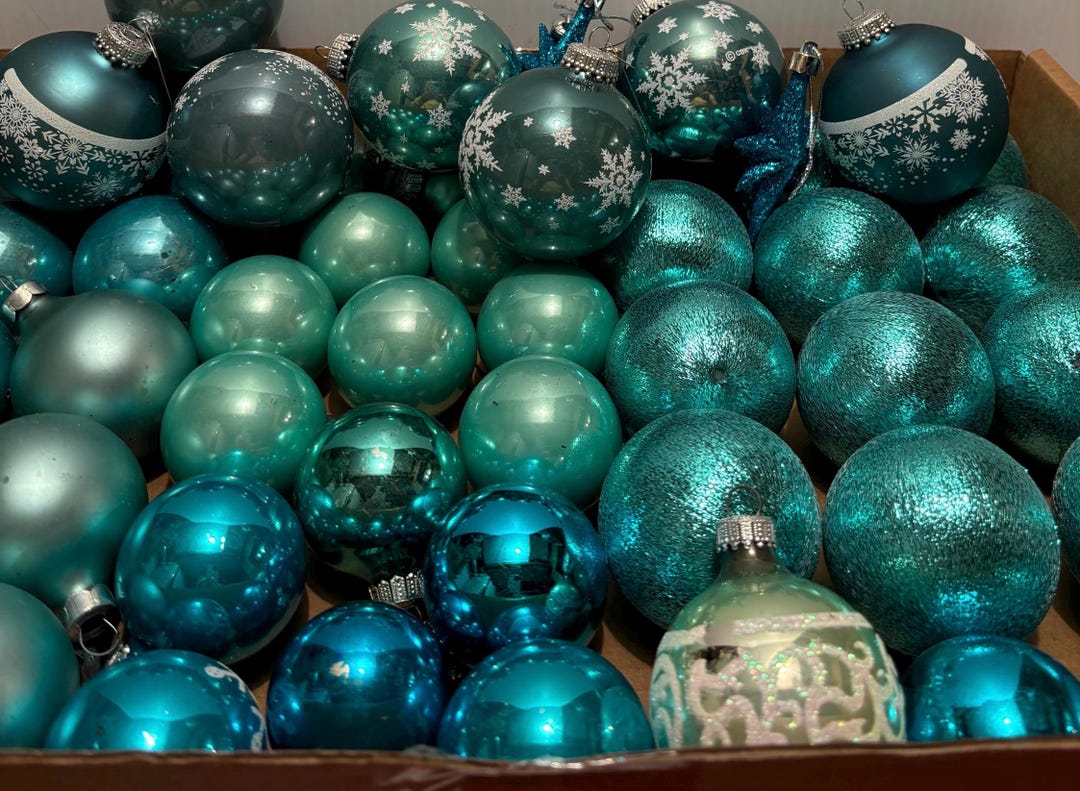 CHOOSE… Turquoise Christmas Glass Ball Ornament, Christmas Glass ...