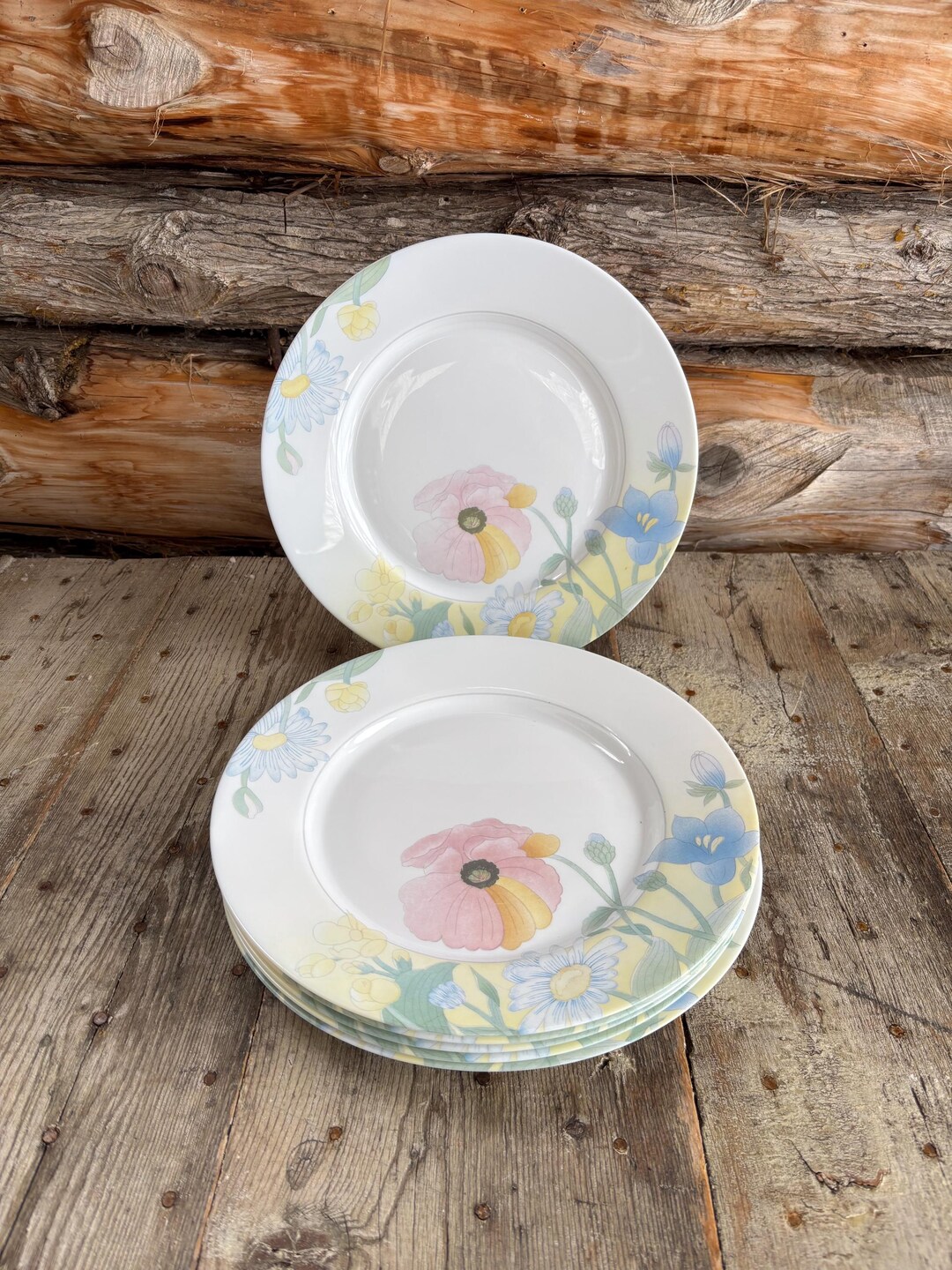 6 "arcopal" Plates With Floral Patterns. Made in France. - Etsy