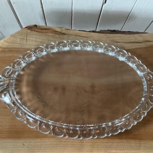 Vintage Clear Glass Serving Tray Oval Beaded Tableware Dining Tableware ...