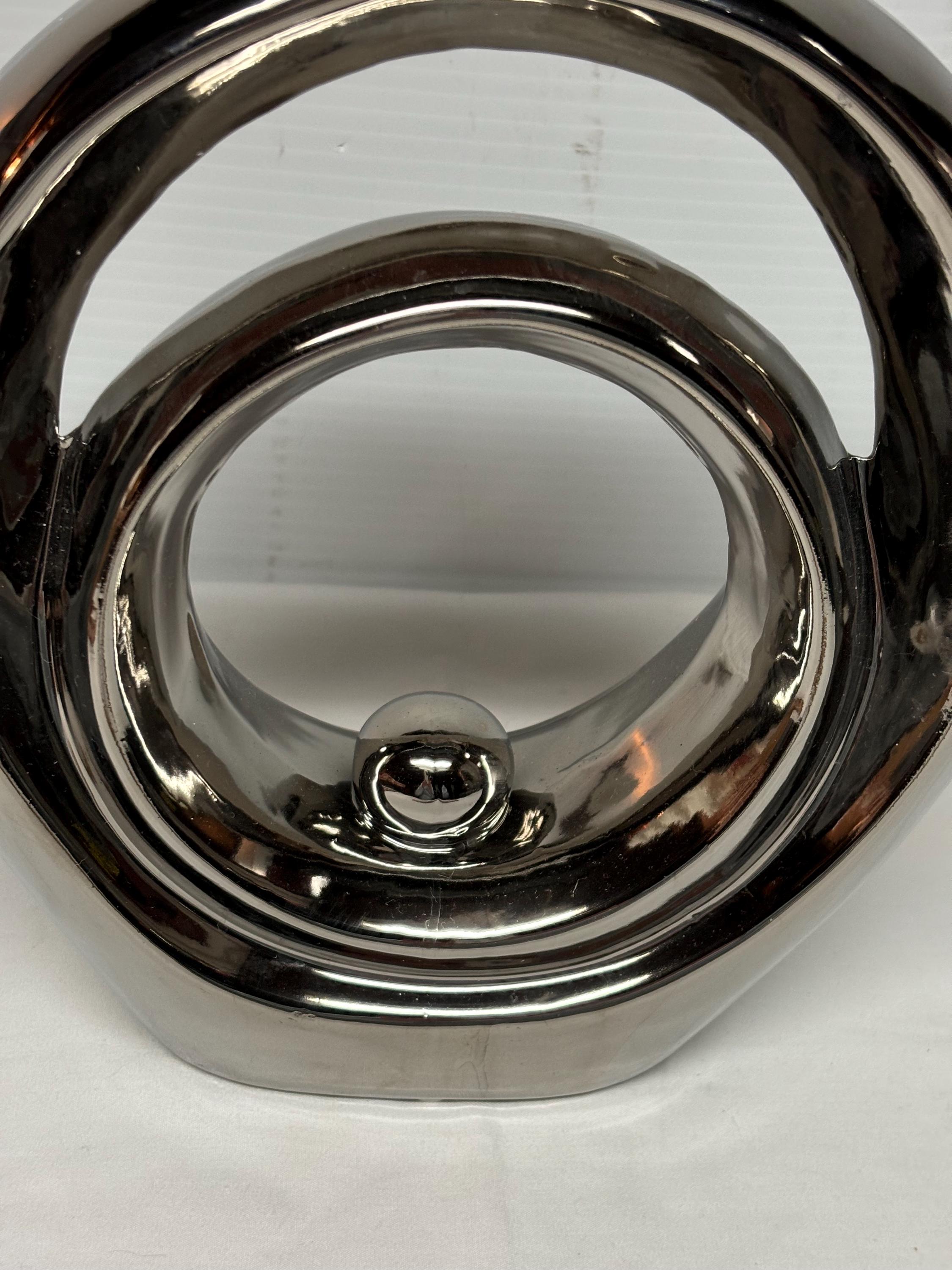 Vintage Modern Silver Reflective Ceramic Abstract Sculpture With ...