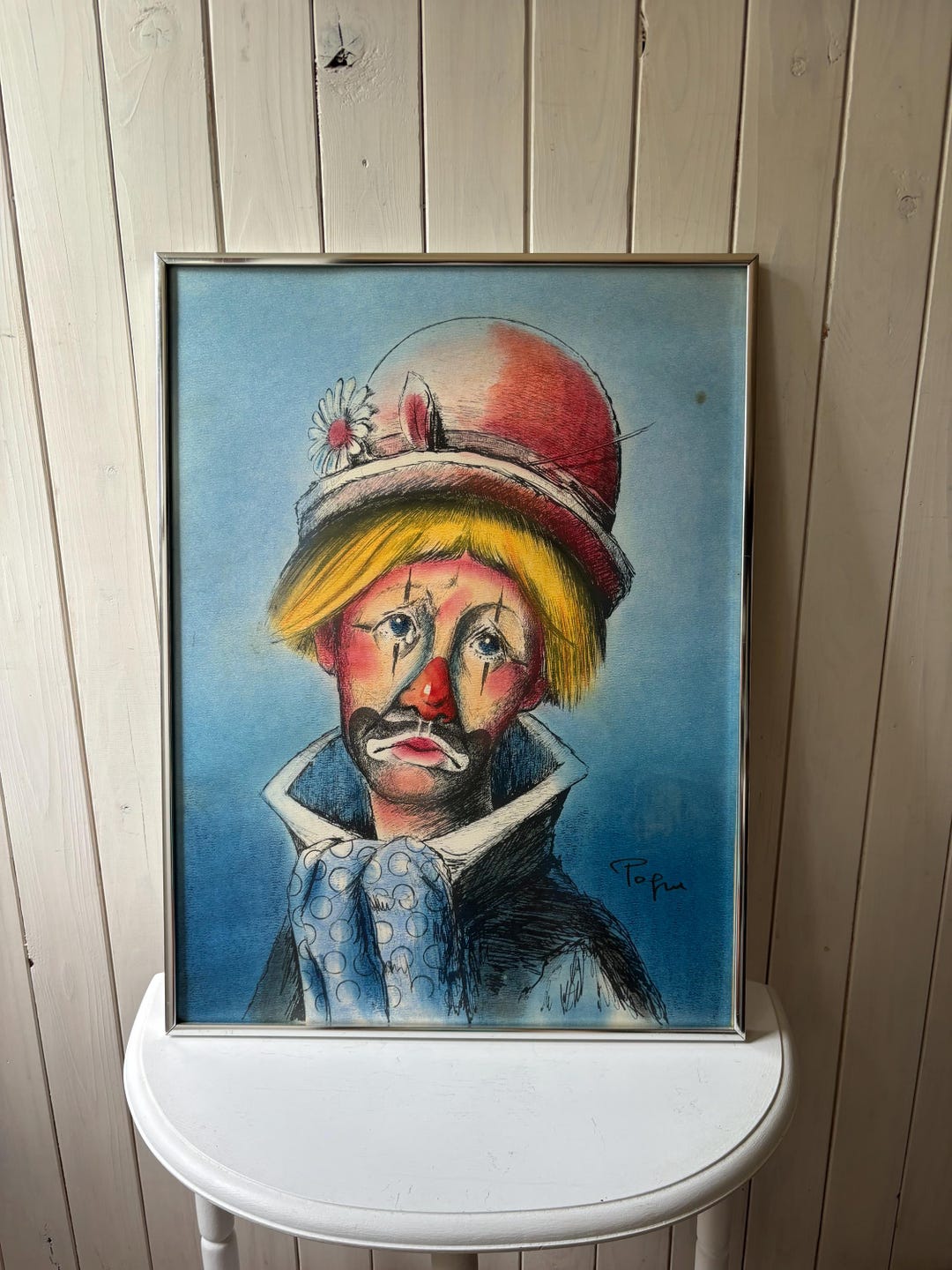 Vintage Sad Clown Framed Aluminium. - Etsy