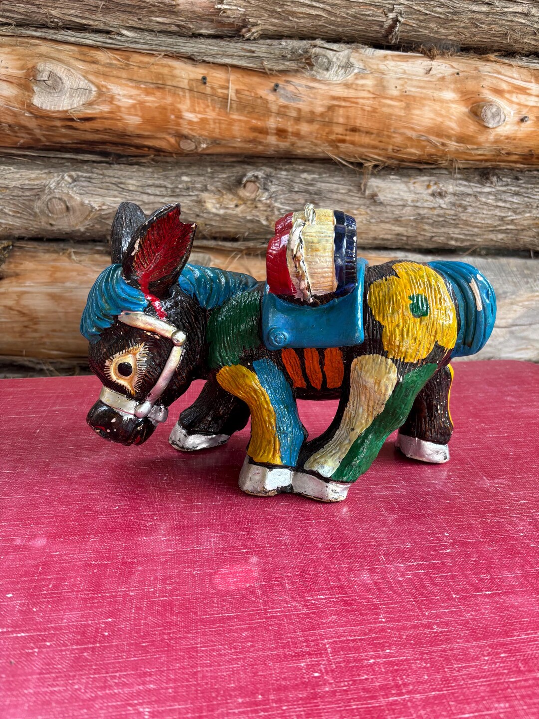 Vintage Plaster Donkey Carrying Barrels Piggy Bank. - Etsy
