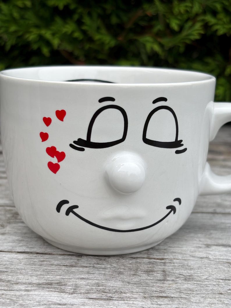 Vintage 80s, Sculpted Face Mug, Nose Mug, 3D Mug Cup. Ceramic Mug With ...