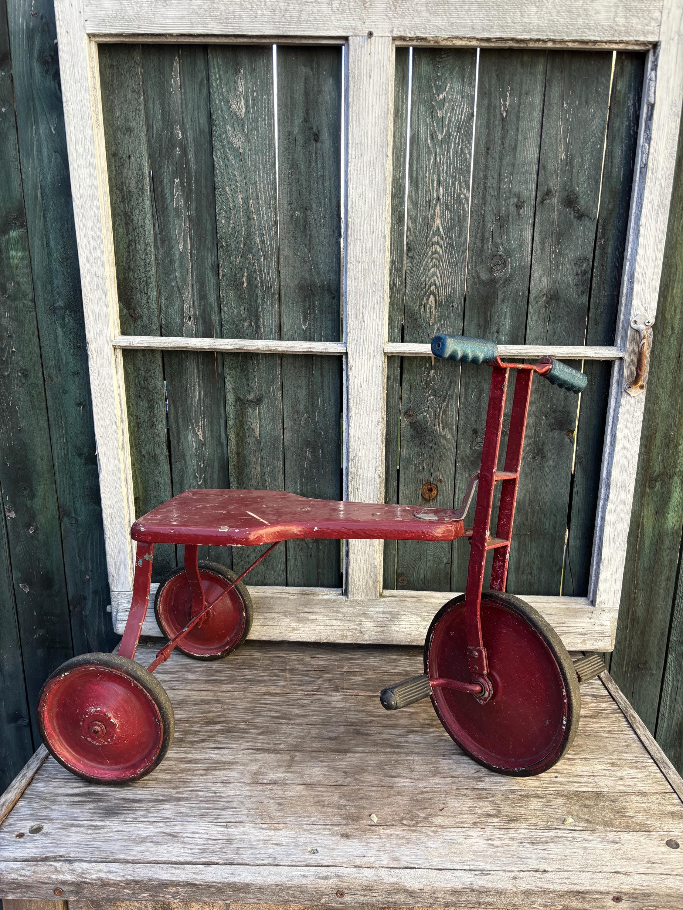 Vintage Wood and Metal Tricycle / Children's Pedal Tricycle With Wooden ...