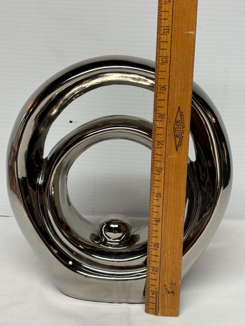 Vintage Modern Silver Reflective Ceramic Abstract Sculpture With ...