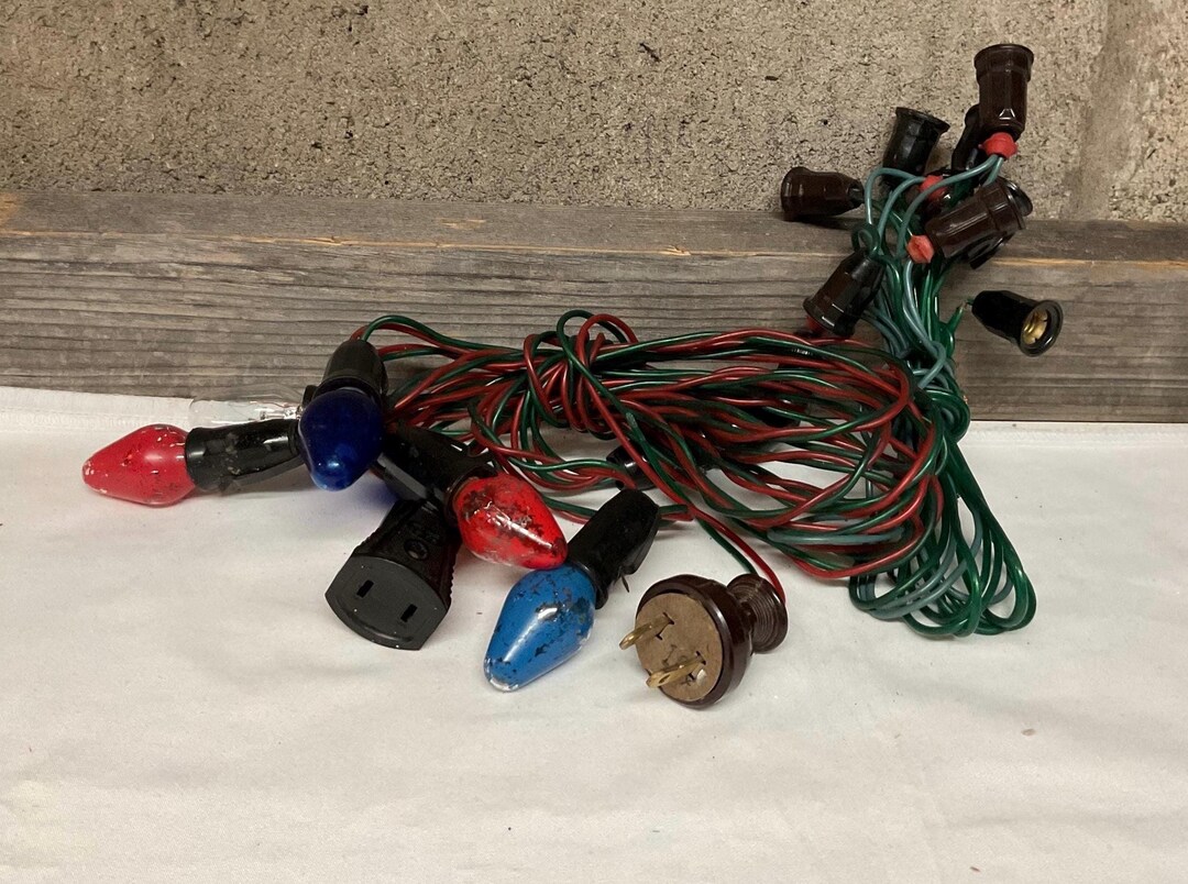1940's Vintage 7 Bulb Christmas Light Set-indoor Lights- AND Set of 8 ...