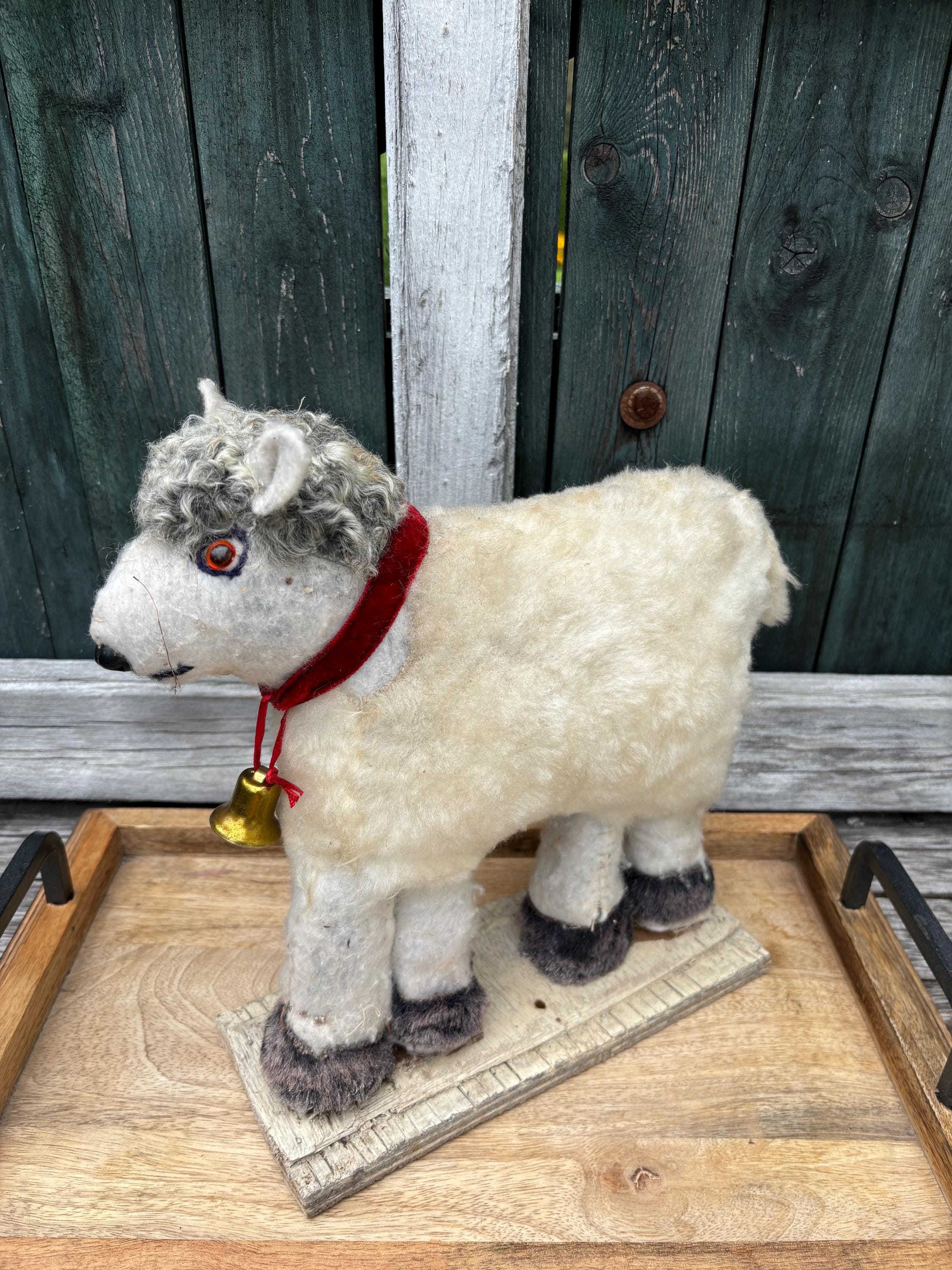 Old Woolly Sheep, Antique Crib Sheep, Nativity Figure, Folk Art, Shabby ...