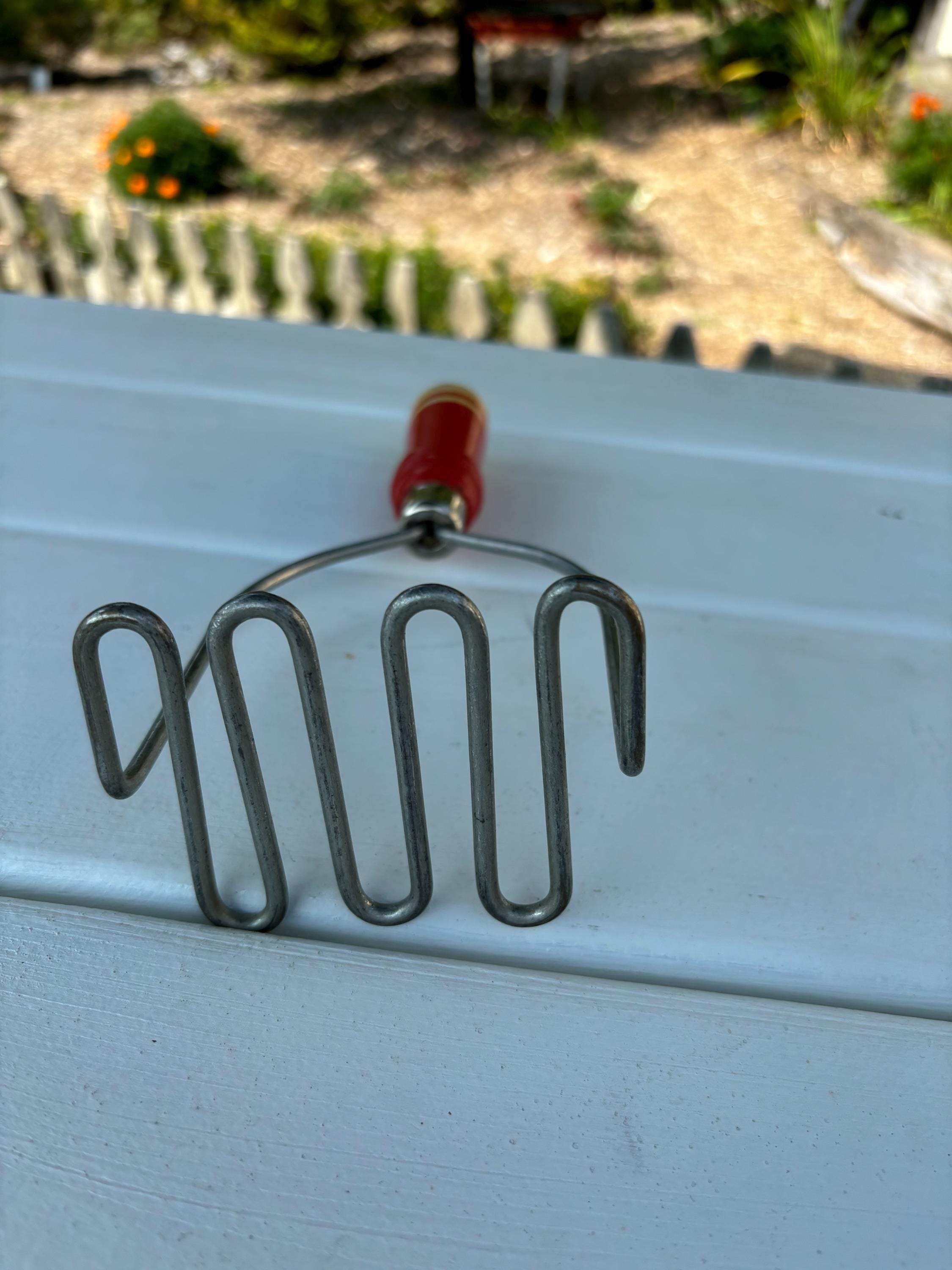 Vintage Potato Masher With a Red and White Wooden Handle - Etsy