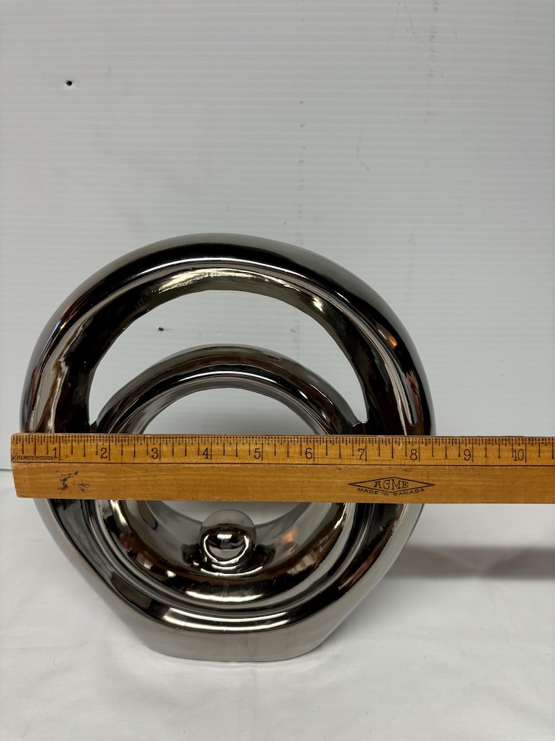 Vintage Modern Silver Reflective Ceramic Abstract Sculpture With ...