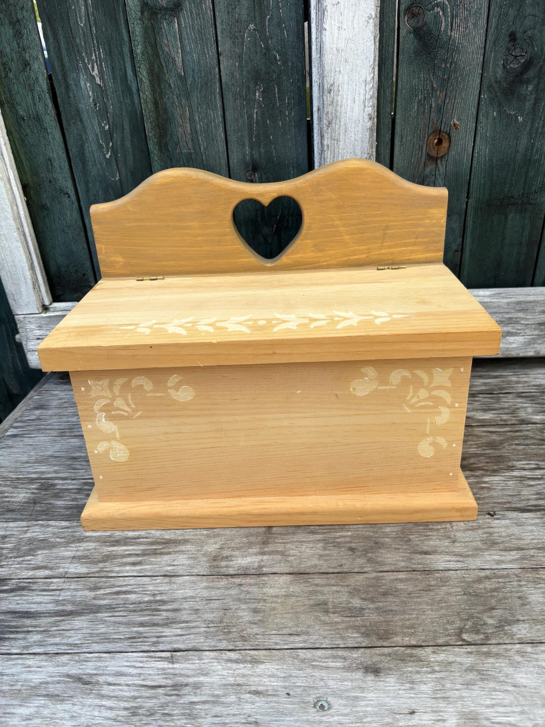 Decorative Stencil Design Wooden Storage Box - Hinged Lid - Large ...