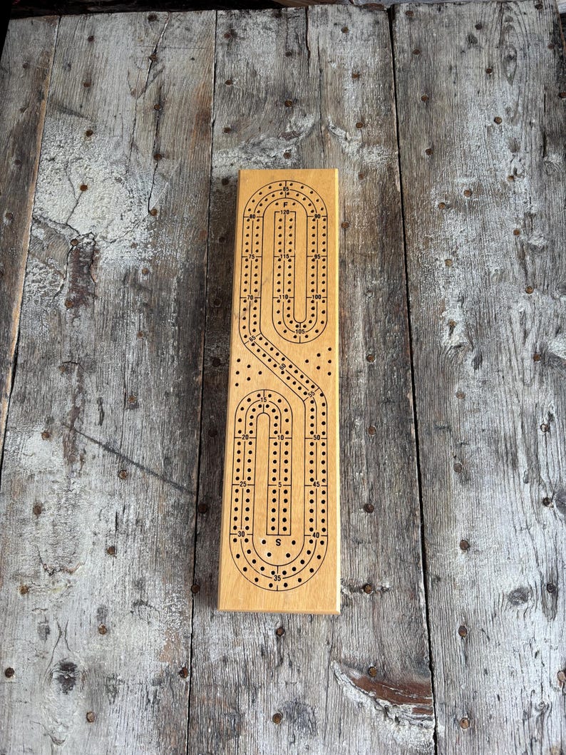 Vintage Wooden Cribbage Board Game With Markers & Score Kepper. Made in ...