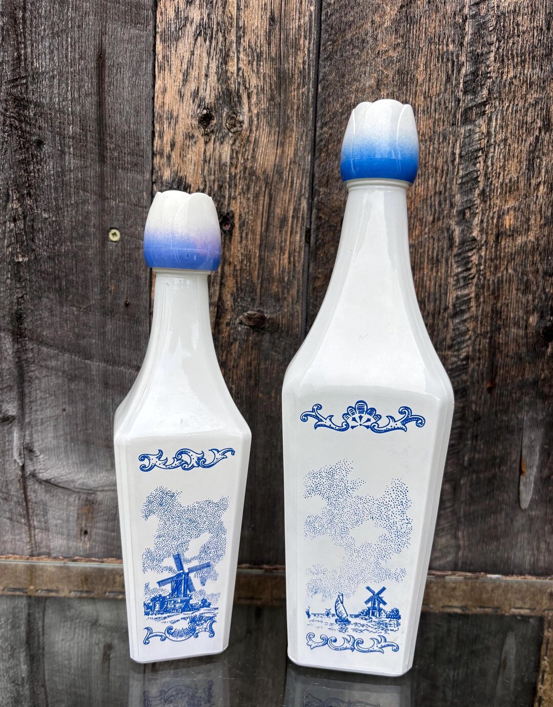 Delft Blue Vintage Vandermint Glass Liquor Bottle With Dutch Blue ...